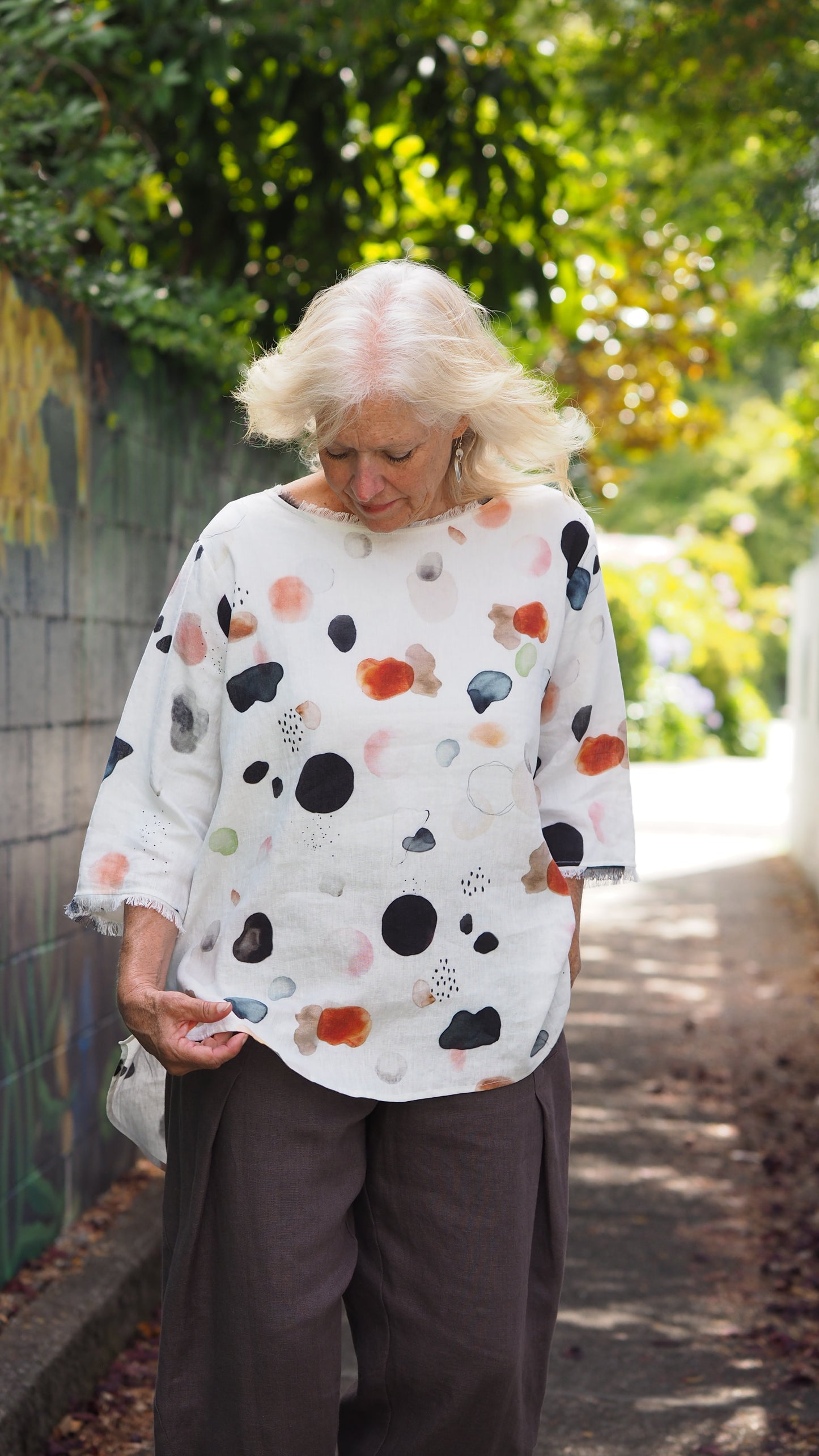 Sintra Blouse - Cream Paint Print – Dovetail Boutique NZ